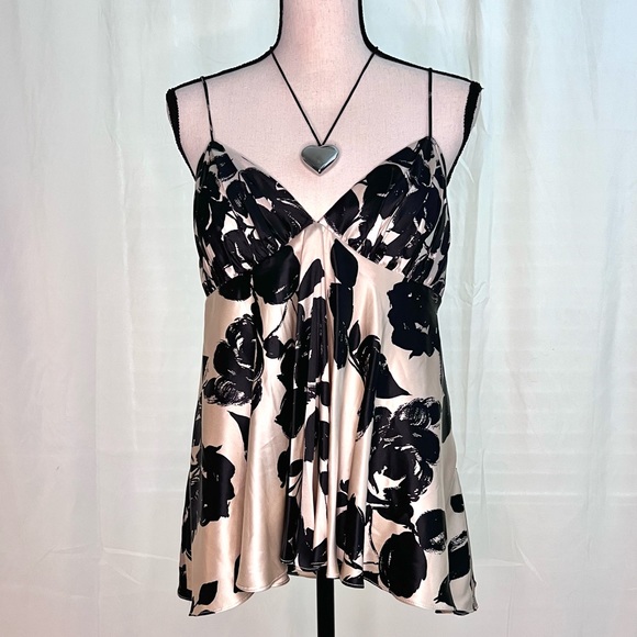 Milly | Tops | Milly Silk Floral Print Spaghetti Top Champagne Size L ...